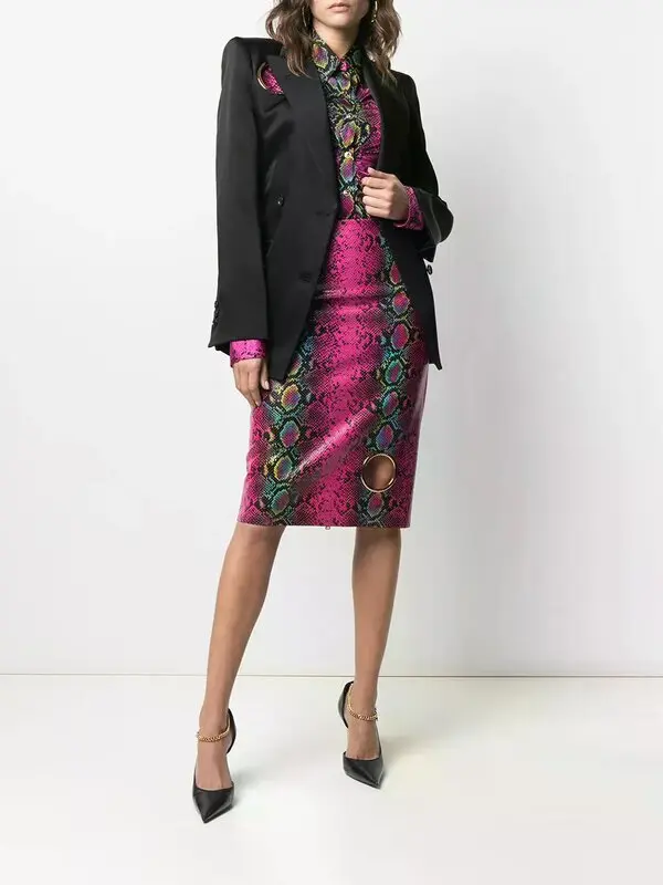 Versace Python-print Leather Skirt