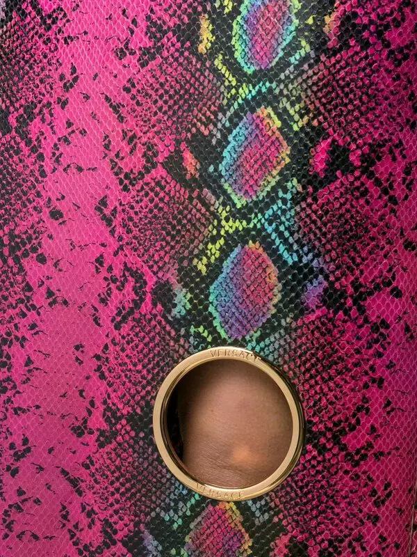 Versace Python-print Leather Skirt