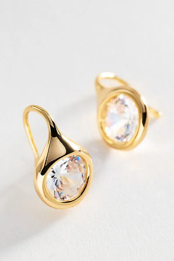 Anthropologie Crystal Fishhook Earrings - Gold