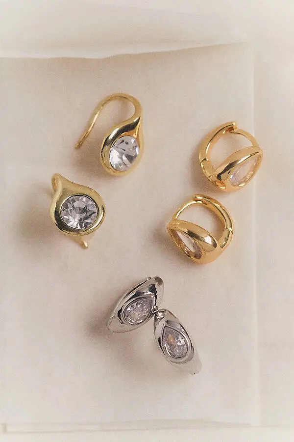 Anthropologie Crystal Fishhook Earrings - Gold