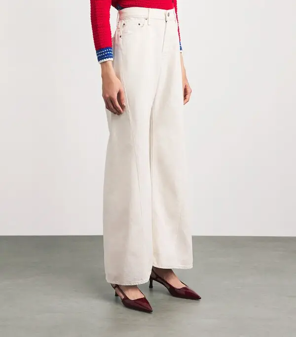 MOTHER The Lemon Twist Sneak Wide-leg Jeans - White