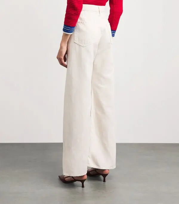 MOTHER The Lemon Twist Sneak Wide-leg Jeans - White