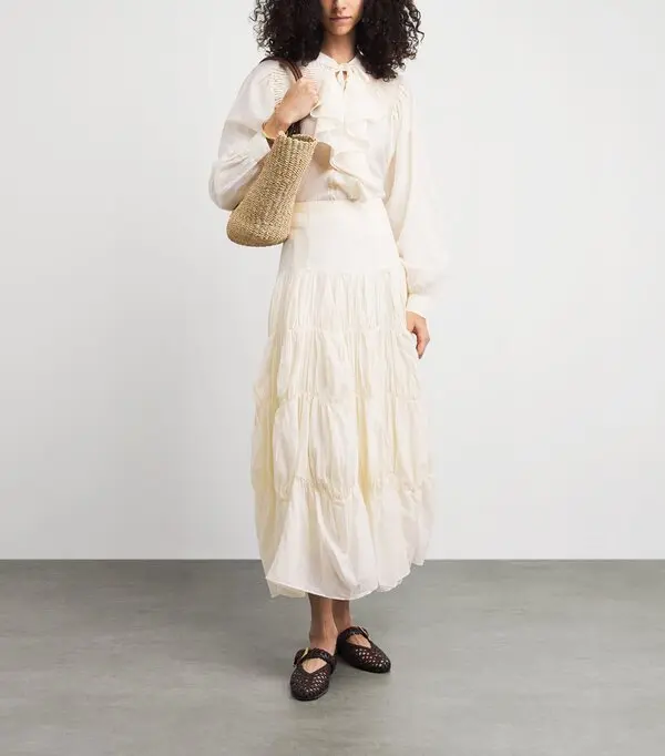 Ulla Johnson Cotton Davina Maxi Skirt - White