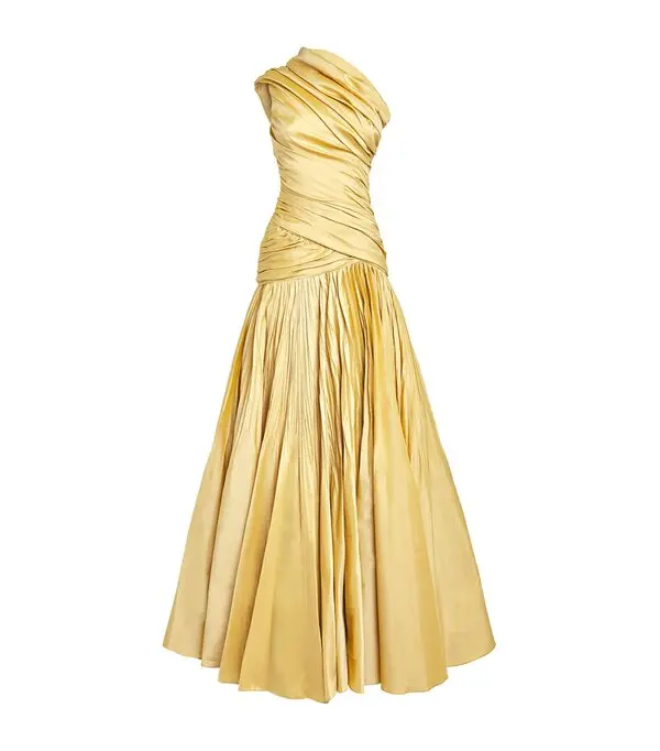 MARMAR HALIM Taffeta One-shoulder Draped Gown