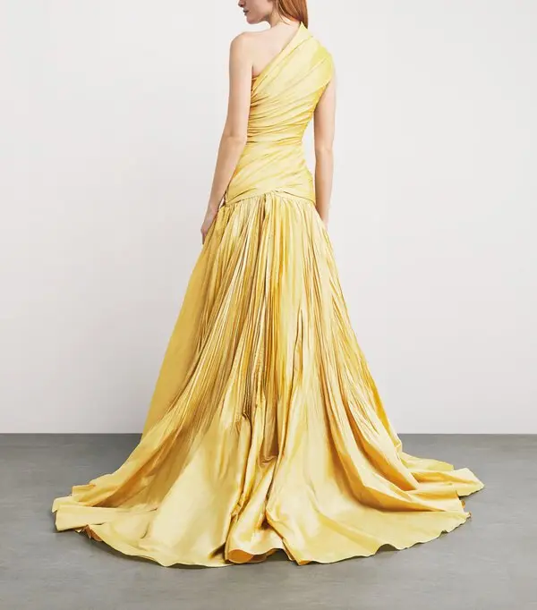 MARMAR HALIM Taffeta One-shoulder Draped Gown