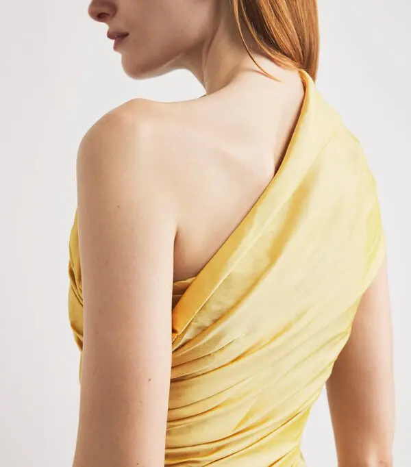 MARMAR HALIM Taffeta One-shoulder Draped Gown