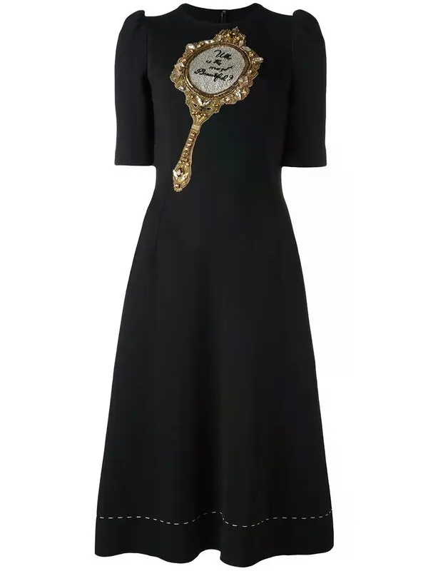 Dolce & Gabbana Mirror Patch Virgin Wool Dress