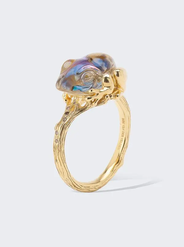 BIBI VAN DER VELDEN Frog Abalone Stackable Ring - Yg
