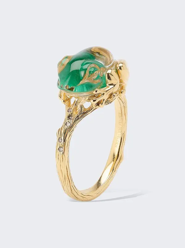 BIBI VAN DER VELDEN Frog Malachite Stackable Ring - Yg