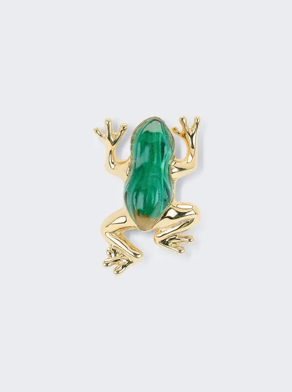 BIBI VAN DER VELDEN Mini Frog Malachite Quartz Stud Earring - Yg