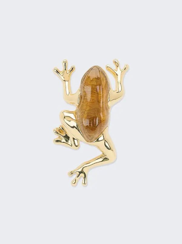 BIBI VAN DER VELDEN Mini Frog Tiger Eye Quartz Stud Earring - Yg