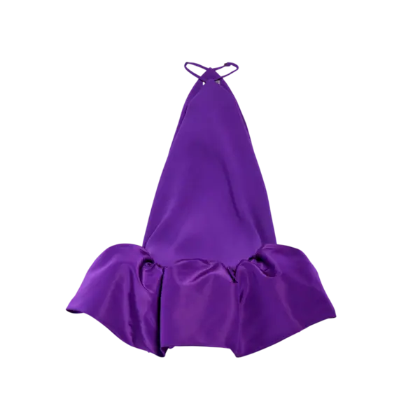 Balenciaga Halter Balloon Mini Dress - Purple