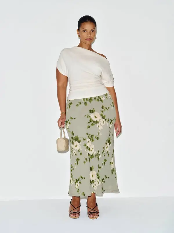 REFORMATION Layla Skirt Es Ery Silk - Green