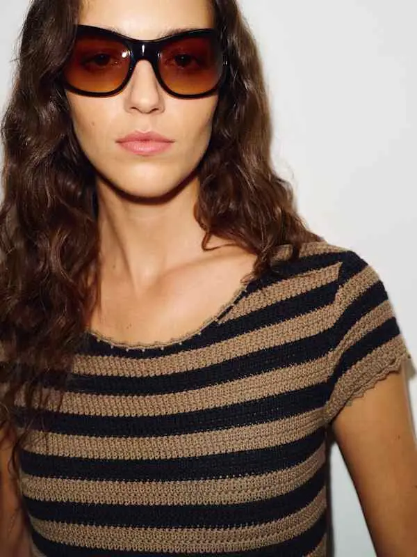 REFORMATION Pip Cotton Mini Dress Nutty Stripe - Black