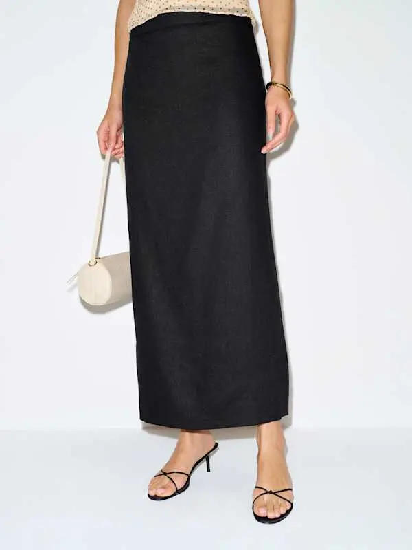 REFORMATION Lydia Linen Maxi Skirt - Black