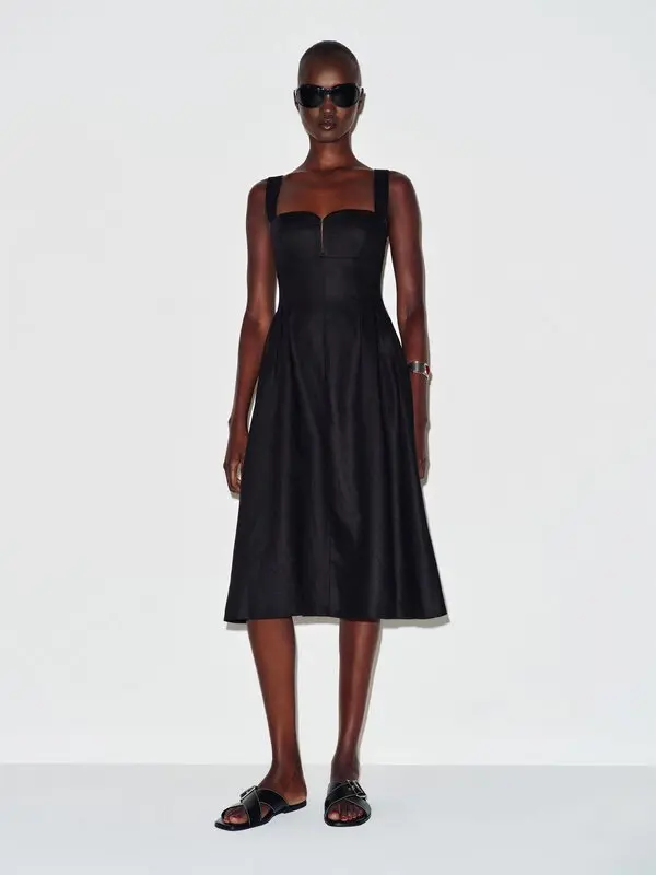 REFORMATION Roma Linen Dress - Black
