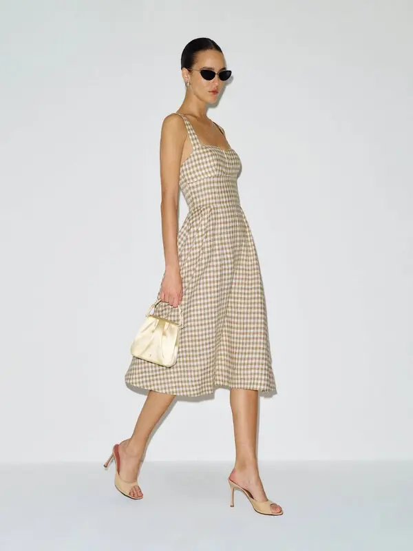 REFORMATION Roma Linen Midi Dress - Natural