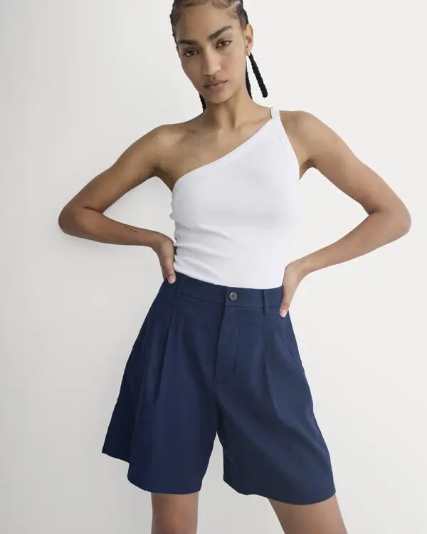 Everlane Tailored A-line Linen Shorts - Navy