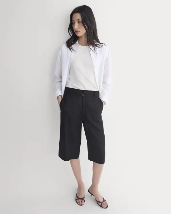Everlane Long Tailored Stretch Linen Short - Black
