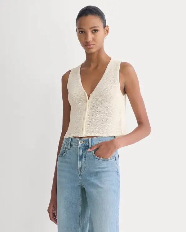 Everlane Sleeveless V-neck Tank Top Sweater - Bone