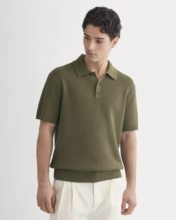 Everlane Seed Stitch Polo Sweater - Beech