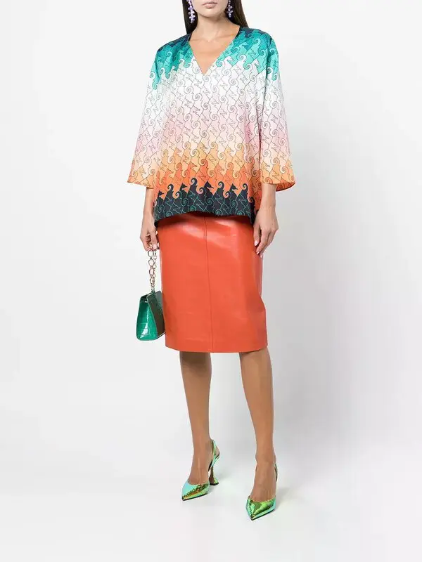 MARY KATRANTZOU Pathos Geometric-print Silk Blouse