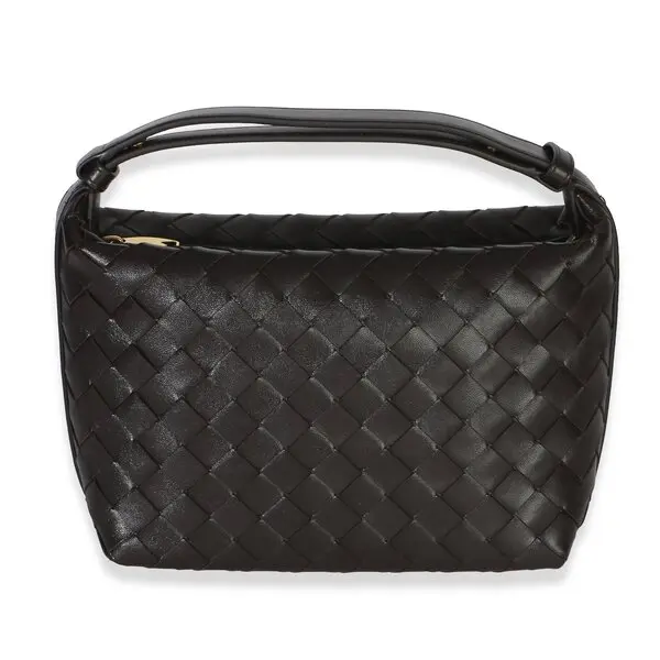 Bottega Veneta Black Nappa Calfskin Intrecciato Wallace - Brown