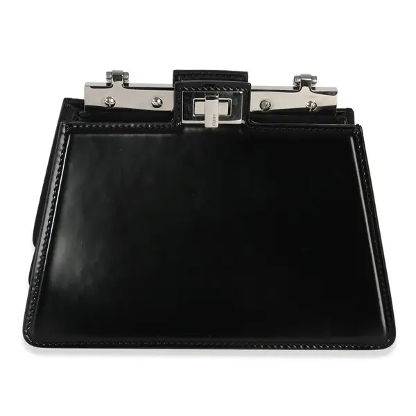 Fendi Petite Peekaboo Cut Chain Shoulder Bag - Black
