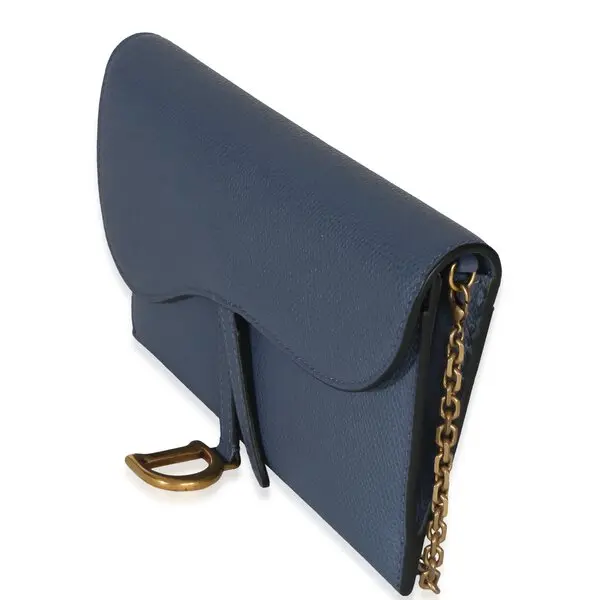 Dior Grained Calfskin Saddle Pouch With Chain