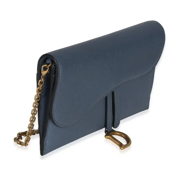 Dior Grained Calfskin Saddle Pouch With Chain
