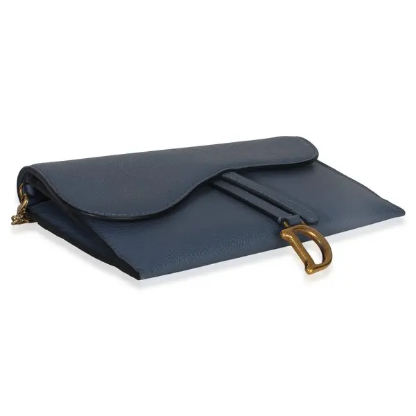 Dior Grained Calfskin Saddle Pouch With Chain
