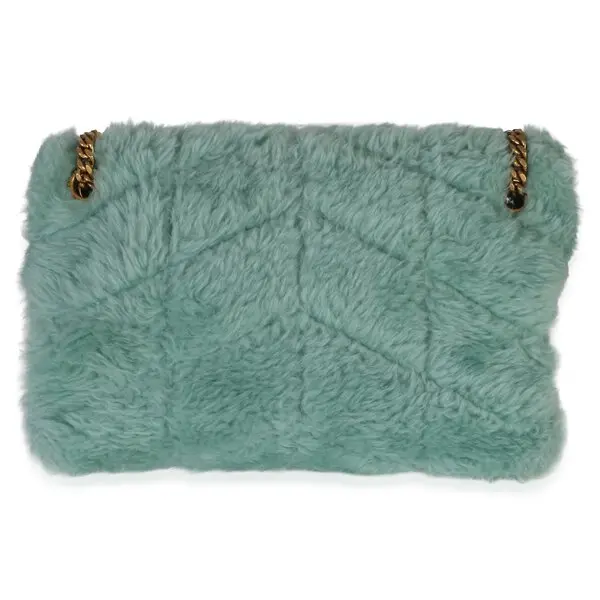 Saint Laurent Shearling Quilted Monogram Loulou Puffer Satchel - Blue