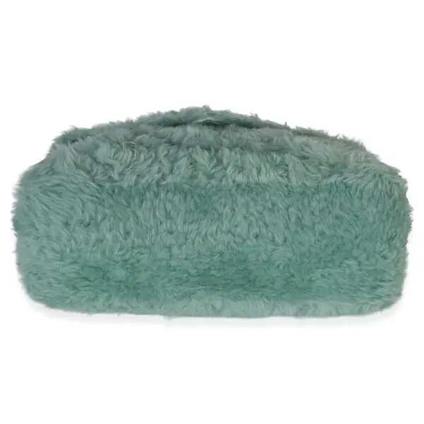 Saint Laurent Shearling Quilted Monogram Loulou Puffer Satchel - Blue