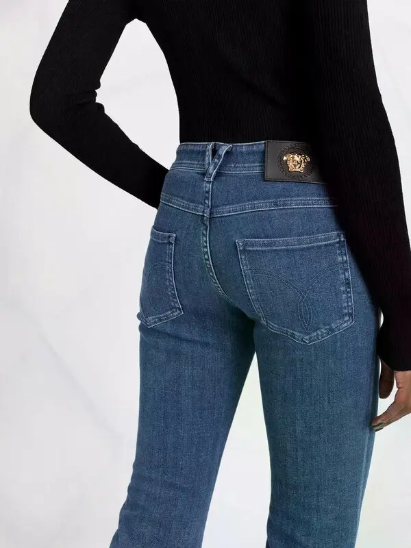 Versace Logo-patch Cropped Jeans