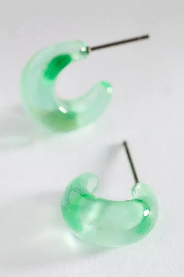 Anthropologie Resin Small Hoop Earrings - Mint