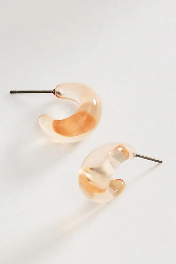 Anthropologie Resin Small Hoop Earrings - Pink