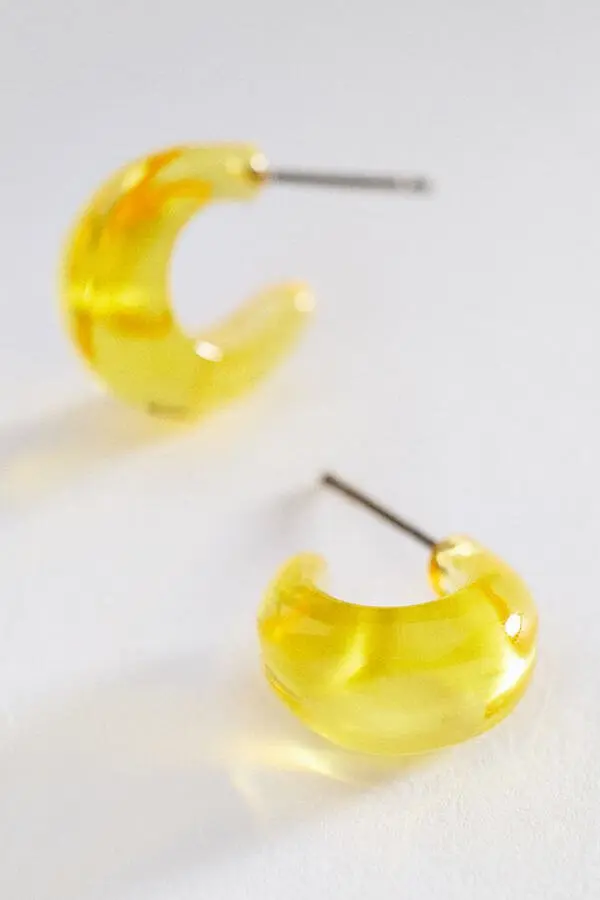 Anthropologie Resin Small Hoop Earrings - Yellow