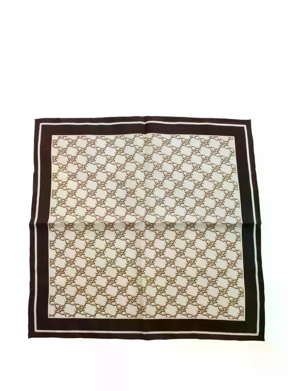 Fendi Ff Calligraphy Silk Handkerchief Scarf - Neutrals
