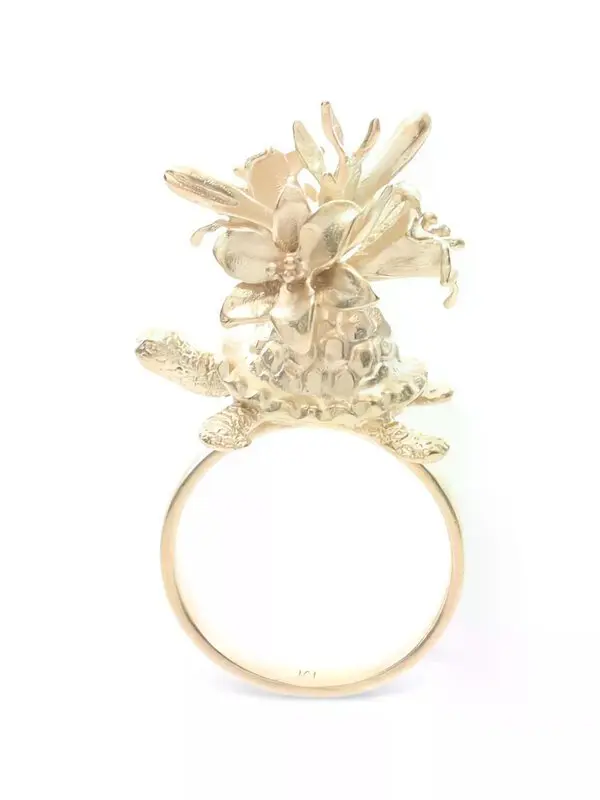 Dior Flower And Turtle Ring - Gold