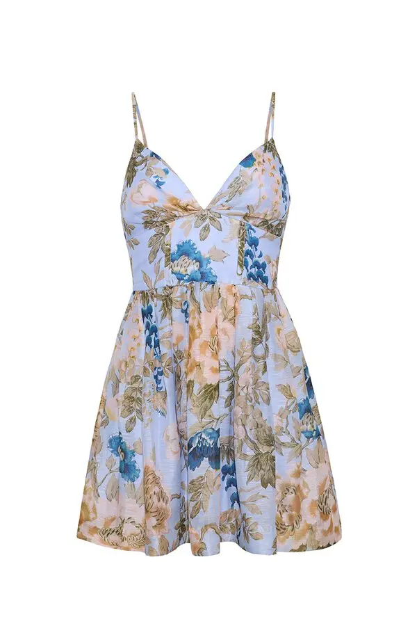 Cara Cara Miro Mini Dress - Flora Meadow Light Blue