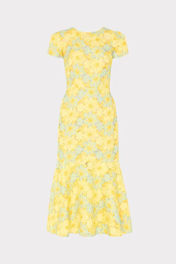 MILLY Tahlia Lace Dress - Yellow