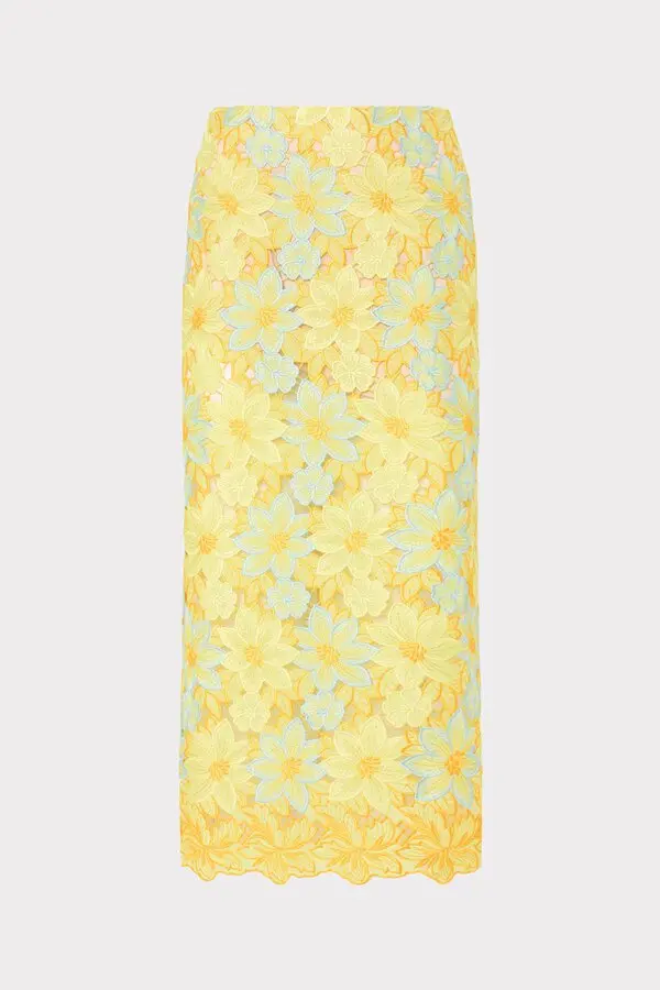 MILLY Alani Lace Midi Skirt