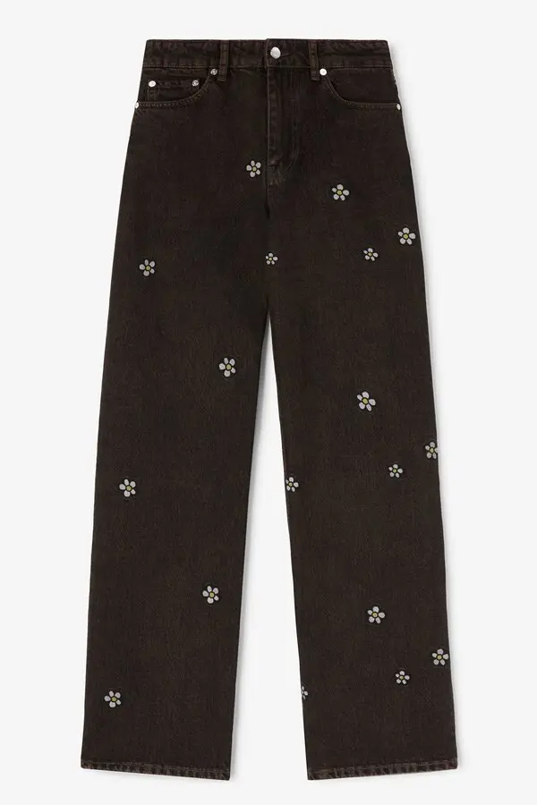 GANNI Izey Daisy Duck Jeans - Brown