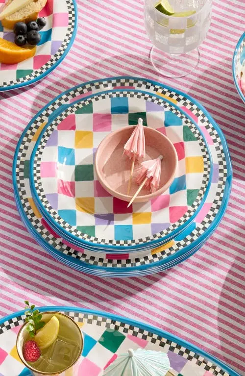 MACKENZIE-CHILDS Set Of 4 Jamboree Melamine Dinner Plates - Multi Blue