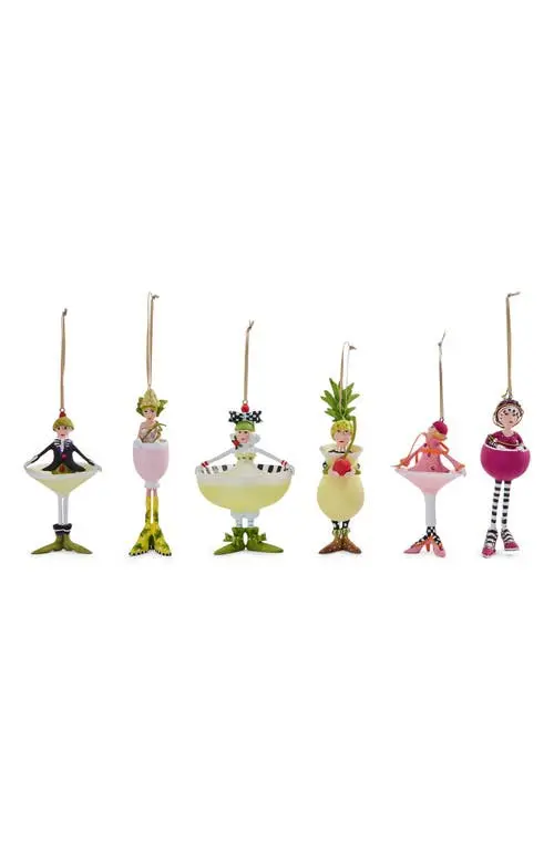 MACKENZIE-CHILDS Set Of 6 Patience Brewster Mini Cocktail Ornaments - Multi Yellow