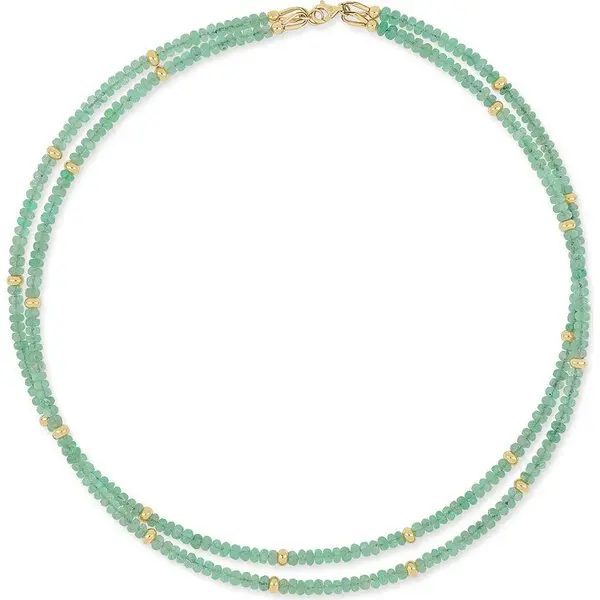 Bony Levy 14k Iris Emerald Beaded Tennis Necklace - 14ky Gold