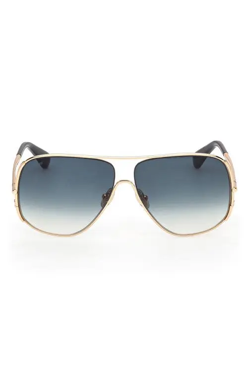 Max Mara 60mm Pilot Sunglasses - Gold Striped Petrol/petrol