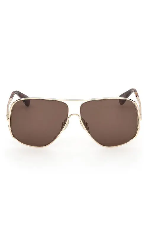 Max Mara 60mm Pilot Sunglasses - Gold/blonde Havana/brown