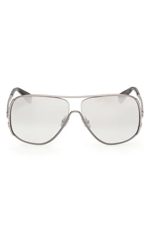 Max Mara 60mm Pilot Sunglasses - Ruthenium Black Horn/smoke