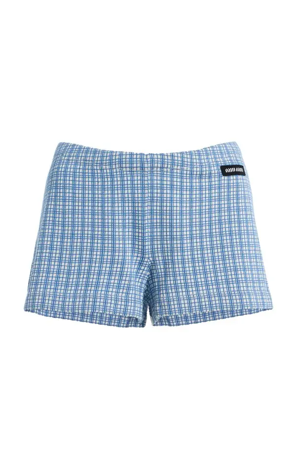 Miu Miu Checked Cashmere-silk Mini Shorts